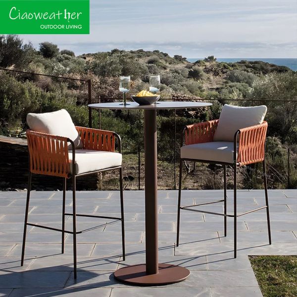 Quality Powder Coating Aluminum Frame Outdoor Bar Table and Chair Set for Restaurants for sale