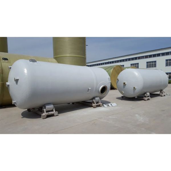 Quality 2.5m3 Green Cylindrical FRP Horizontal Tank For Water Purification for sale