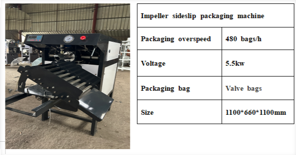 Powder packaging machine side view showing feeding system