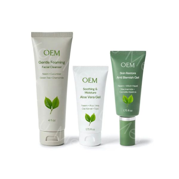 Quality Green Tea Facial Skincare Set Package Face Wash Gel Niacinamide Serum For Oily Skin for sale