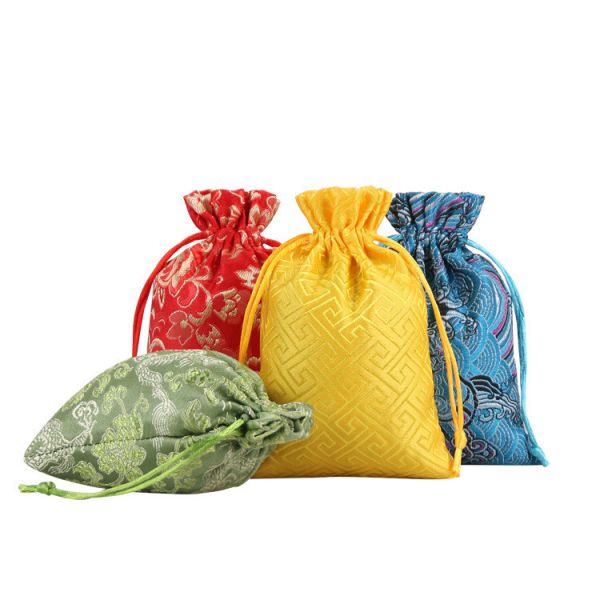 Quality Customized Color Chinese Style Brocade Drawstring Bag for Customized Logo Jewelry Pouch for sale