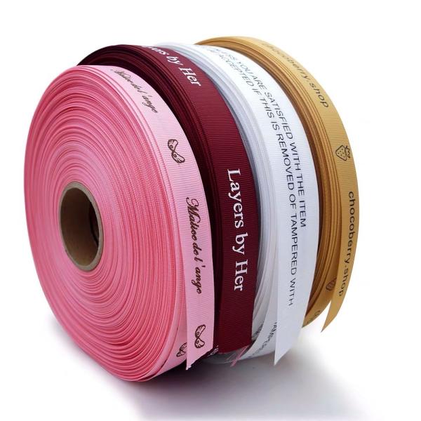 Quality MSD Custom Embossed Logo Printed Ribbon High Tenacity Gold Foil Polyester for sale