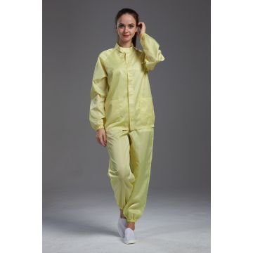 Quality Yellow Unisex Clean Room Garments Anti Static With Straight Open Buttons for sale