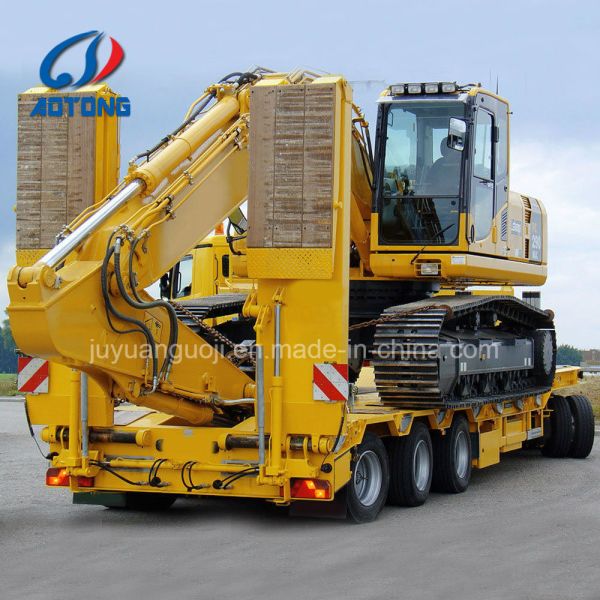 Quality Truck Trailer Excavator Transporting Gooseneck Lowbed 3 Axles 60ton Low Bed Trailer with Ladder for sale