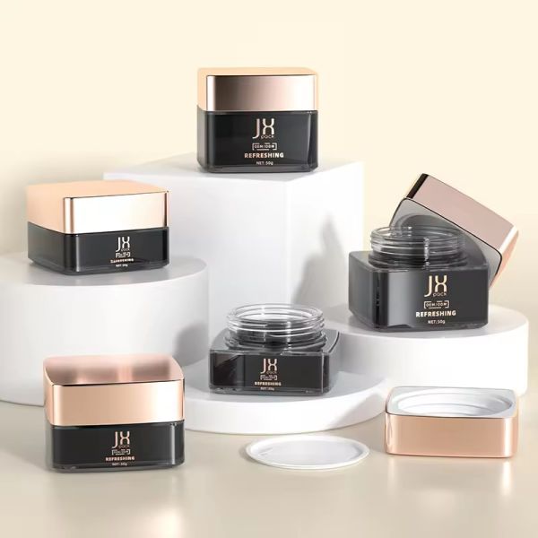 Quality 30ml Frosted Cream Jar Matte Black Cosmetic Glass Jar Leak Proof With Lids for sale