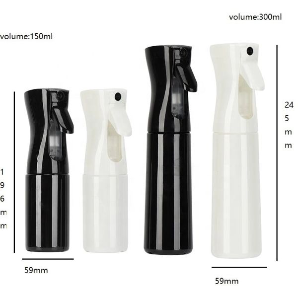 Quality White Black Refillable Continuous Mist Spray Bottle 300ml ISO9001 for sale