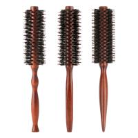 Quality Natural Styling Anti Static Round Hair Curling Combs Set Of 3 With Wooden Handle for sale