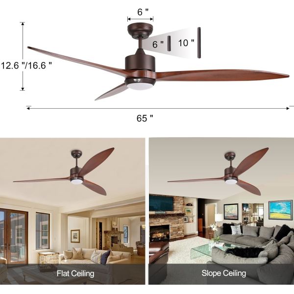 Quality 65 Contemporary Ceiling Fan Light with Voice Control and Dimmable LED Light for sale