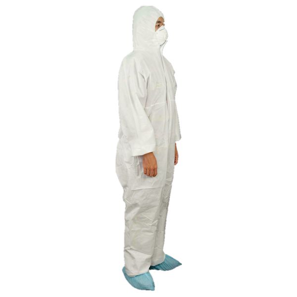 Quality High Breathability Type5/6 Anti Static SMS Coverall With 2 Pcs Hood Elasticated for sale