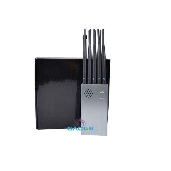 Quality 10W High Power Portable Mobile Phone Jammer with 8000mAh Battery and 10 Omni Antennas for sale