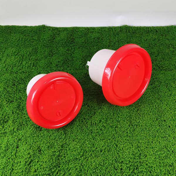 Quality Anti Drip Red Poultry Drinker / Drinking Troughs Easy Installation Cylindrical Waterer 10L for sale