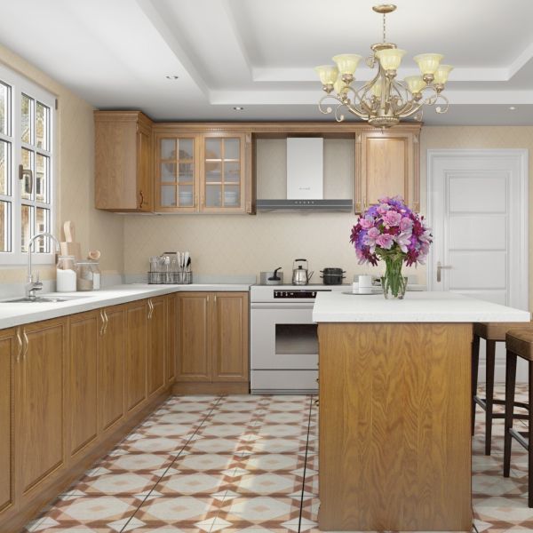 Quality Unassembled Traditional Kitchen Cabinet Solid Wood Walnut Customized for sale