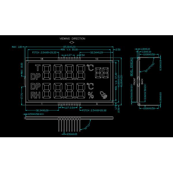Quality Customized PIN Connector Vehicle HTN Lcd Segment Display for sale