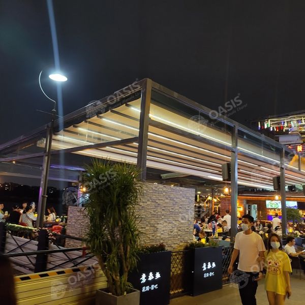 Quality Powder Coating Alloy Frame Retractable Fabric Pergola for Outdoor Garden Backyard for sale