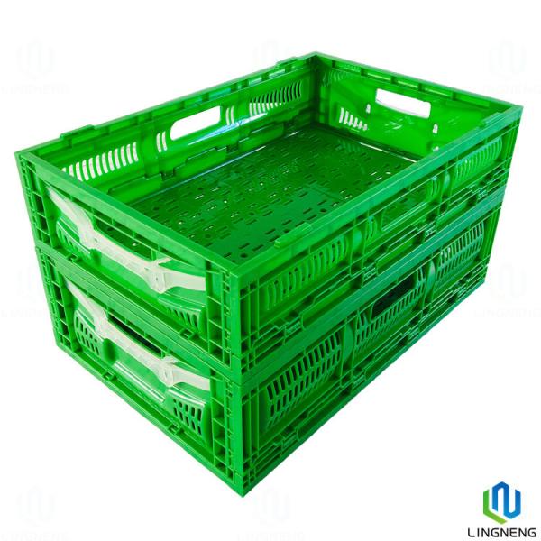 Quality 27L Lightweight Folding Crate Box Vegetable Fruit Turnover Mesh Crate With for sale