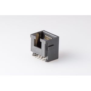 Quality 90 Degree Telephone Modular Jack With Sinking Plate H 8.6mm Black 8P8C LCP for sale