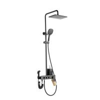 Quality Hotel Bathroom Stainless Rain Shower Set Black Mirror Polishing for sale