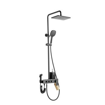 Quality Hotel Bathroom Stainless Rain Shower Set Black Mirror Polishing for sale