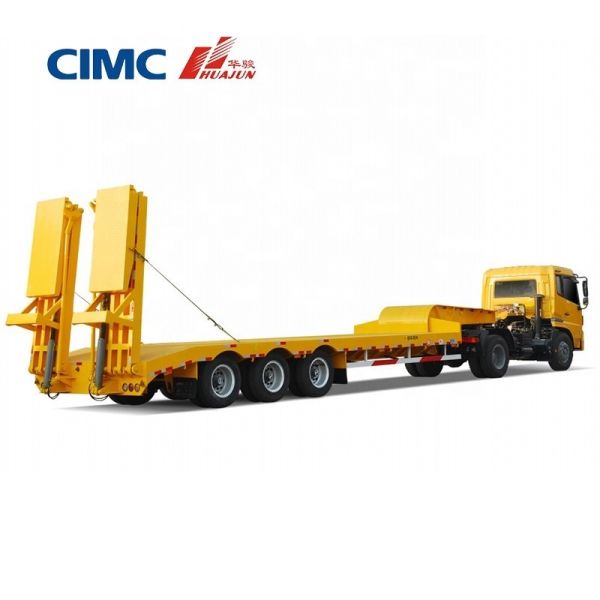 Quality CIMC HUAJUN 70T Tri-Axle Lowbed Semi-Trailer  for on Truck Trailers for sale