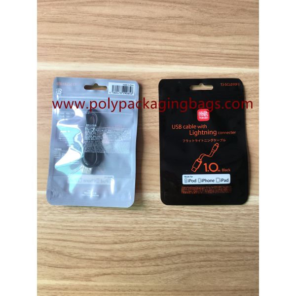 Quality Dustproof Plastic Zipper Pouch For Iphone Earphone Charger Cable With Hand Hole for sale