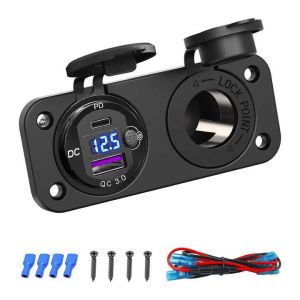 Quality 2 Ports PD QC3.0 Dual USB Car Charger With Waterproof Switch Long Lasting for sale