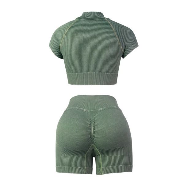 Quality Notched Collar Women Yoga Set Sports Clothing Tights Sportswear Workout Clothes Gym Shorts Suit for sale