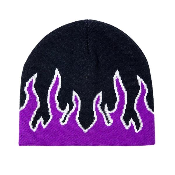 Quality Fashion Fire Design Knit Beanie Hats Woven Label Character Style for sale