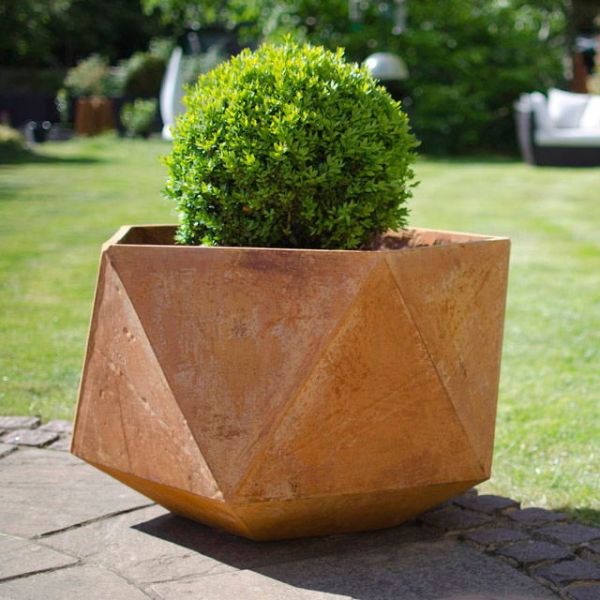 Quality Large Hexagonal Garden Pots Container Corten Metal Flower Planters For Patios for sale