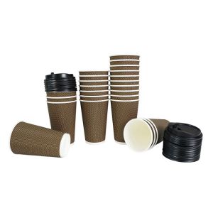 Quality Sustainable Water Based 16 Oz Triple Wall Paper Cup No Plastic Coating DIN for sale