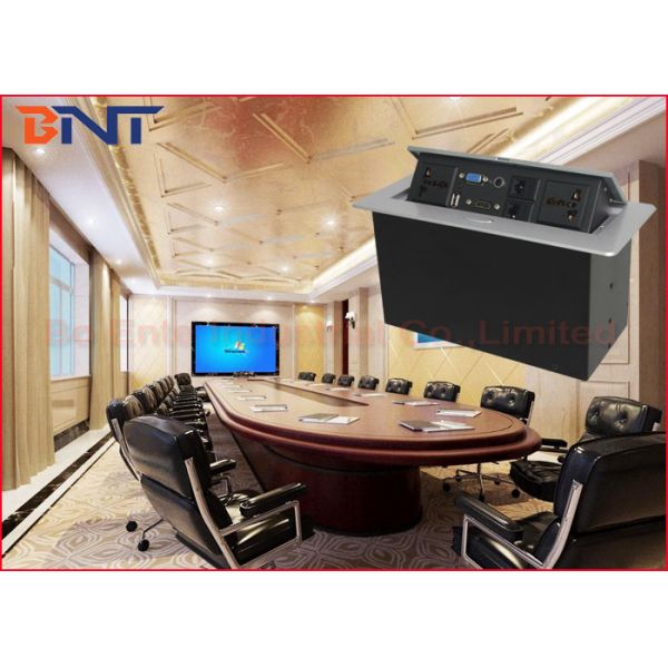 Quality Multi Function Conference Desktop Pop Up Power Socket Box Zinc Alloy Round for sale