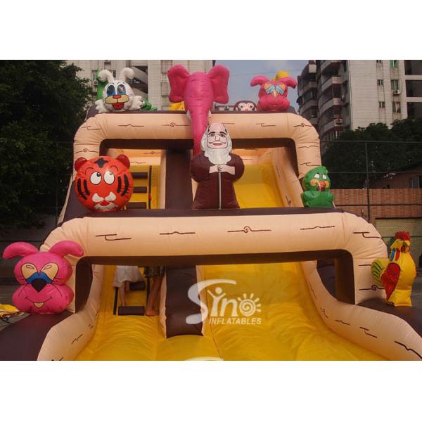Quality Backyard kids Noah's ark inflatable slide made of 18 OZ. lead free pvc tarpaulin for sale