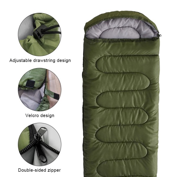 Quality Warm Weather Sleeping Bag Comfortable Rectangle Sleeping Bag With Hood for sale