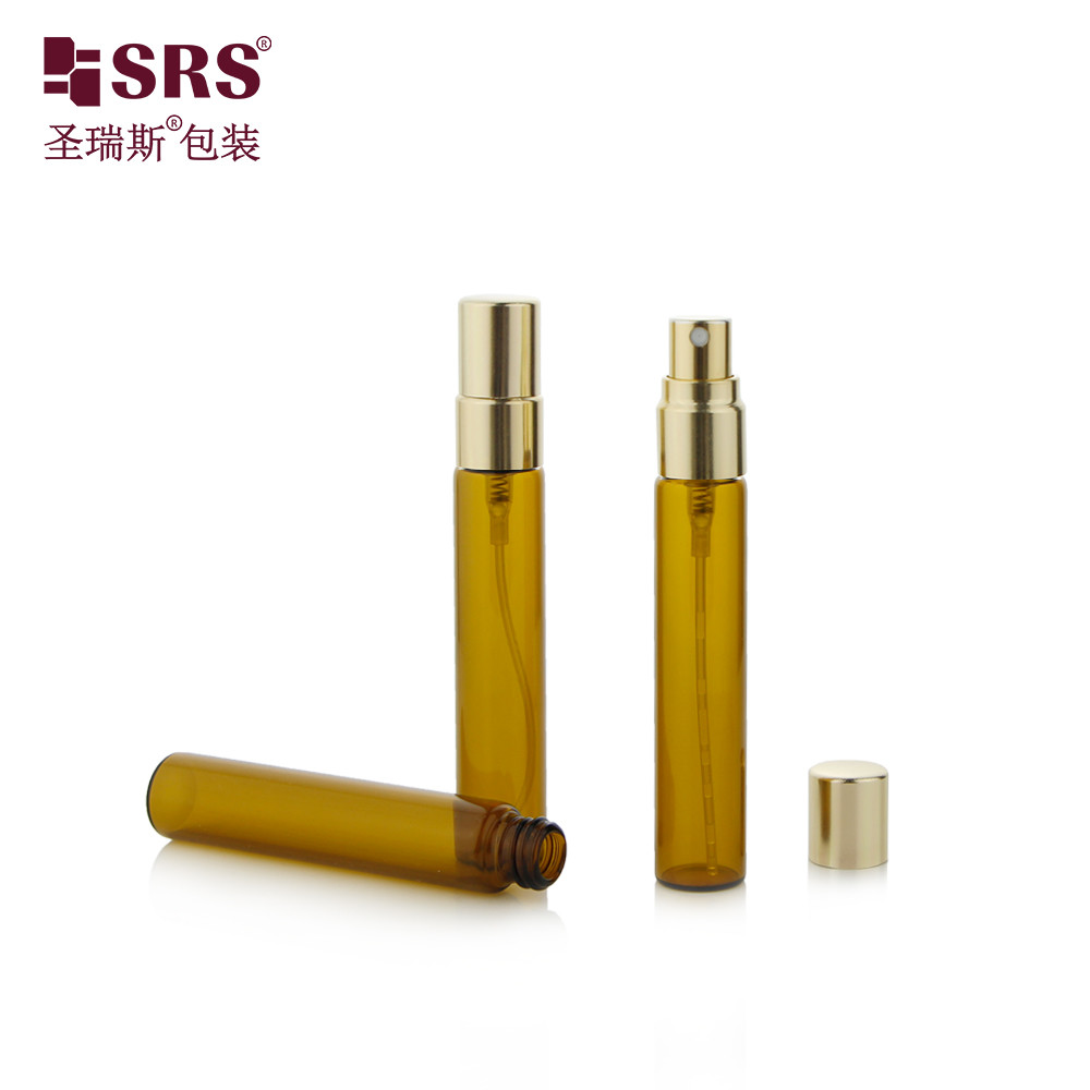 Quality BLPA-8ML 15mm DIA Amber Empty Glass Vial Tube Spray Bottle With Fine Mist for sale