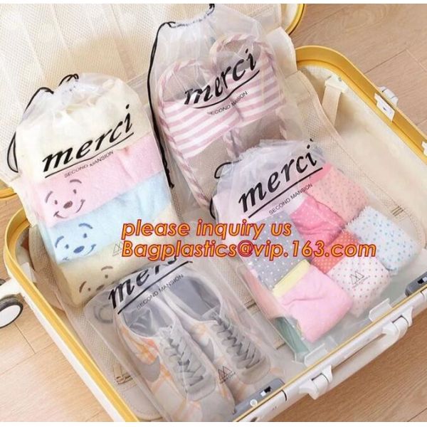 Quality Biodegradable Customized Logo Printed Poly Drawstring Hotel/Travel Laundry for sale
