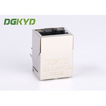 Quality Single Port RJ45 With Integrated Magnetics Modular Jack 1000 Base G/Y LED for sale
