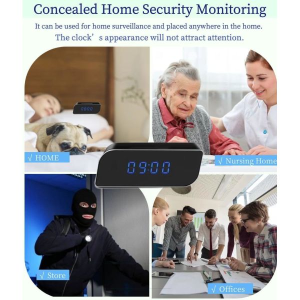 Quality Plastic Alarm Clock Secret Camera 1080P Wireless WIFI Clock Spy Camera for sale