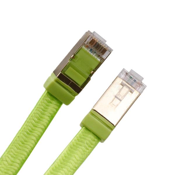 Quality Green Flat Cat 7 Ethernet Patch Cable Sftp 10gbit/S 600mhz 1m-10m for sale