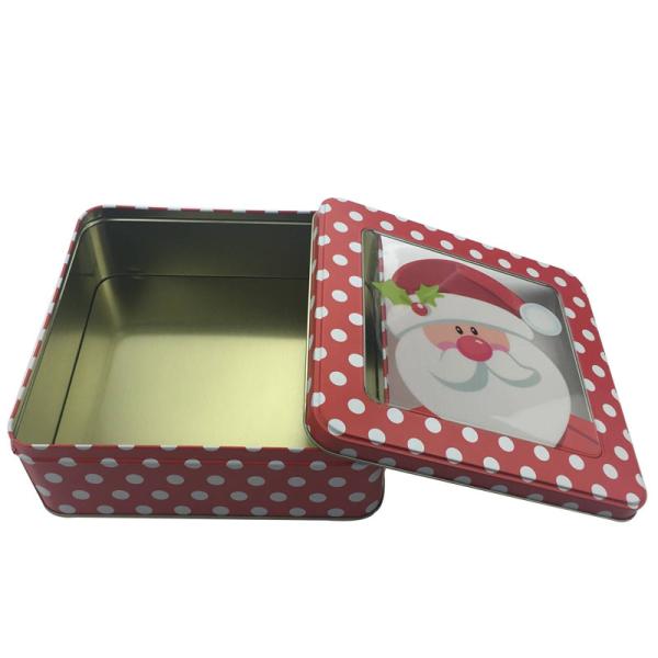 Quality Custom Square Cookie Tins Holiday Metal Tin Container with PVC Clear Window for sale