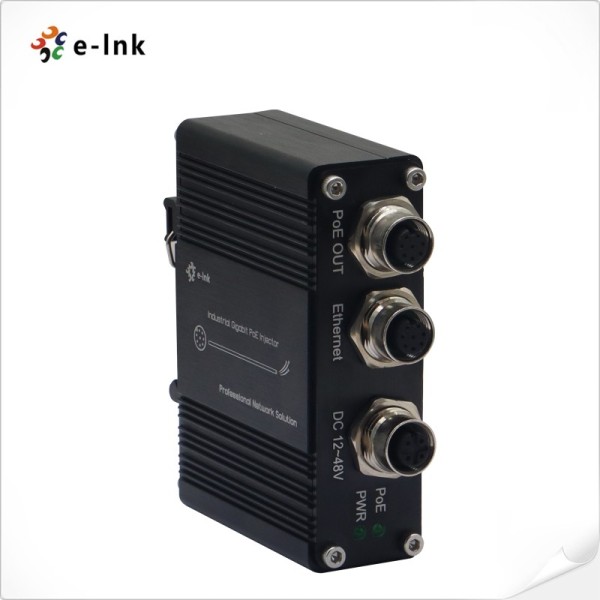 Quality EN50155 Industrial 1-port 10 / 100 / 1000 PoE Injector with 30W output, M12 connector for sale
