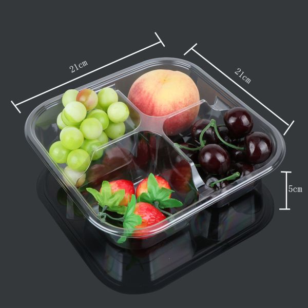 Quality Fruit Packaging 5cm Disposable Plastic Food Box With Divider for sale
