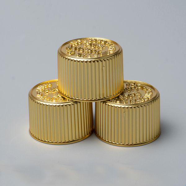 Quality Electroplating Gold Child Proof Lid , 20mm Pharmaceutical Bottle Cap for sale