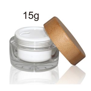 Quality ECO - Friendly Bamboo Cosmetic Glass Bottles Packaging Wooden 5G 50G Custom Logo for sale