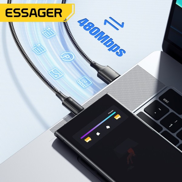 Quality ESSAGER ES-X45 100W Data Cable Charging Cable USB C to USB A for sale