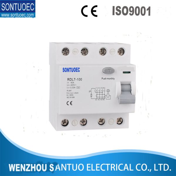 Quality IP 20 Protection Gray RCCB Circuit Breaker 4P Rdl7-100 Anti Interference for sale