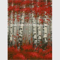 Quality Hand Painted Modern Art Oil Painting Brich Forest , Abstract Landscape Painting for sale