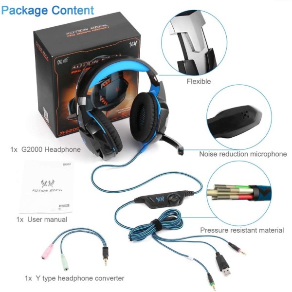 Quality Deep Bass 2.2m 32ohm Kotion Each G2000 Gaming Headset for sale
