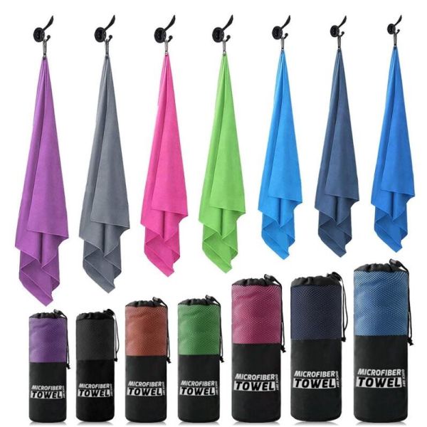 Quality Quick Dry Travel Microfiber Towel Thin And Lightweight Space Saving With Bag for sale