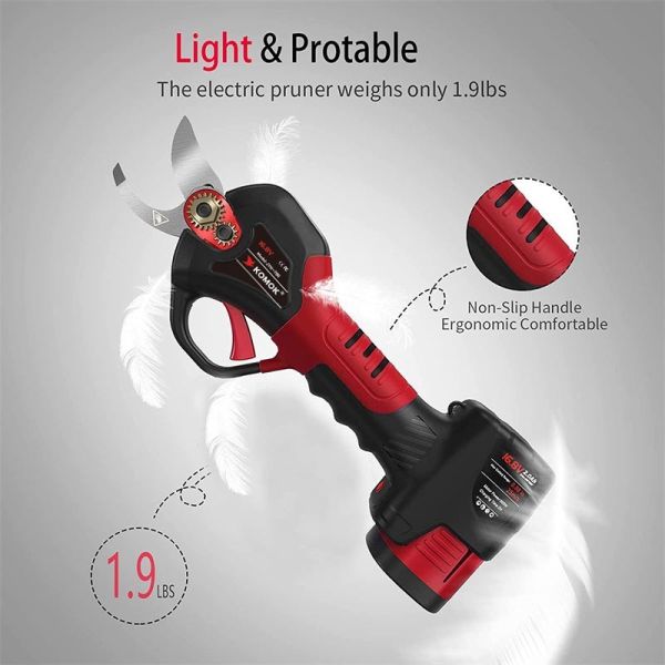 Quality 25mm Komok Electric Pruning Shears With 2 Pack Rechargeable Lithium Battery for sale