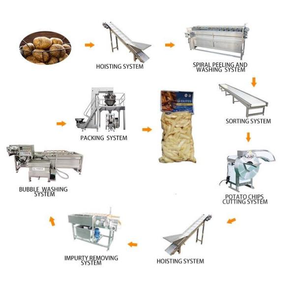 Quality 500Kg Potato Frozen French Fries Making Machine Multifunctional for sale