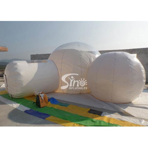 Quality Outdoor hemisphere transparent inflatable camping bubble tent with 2 capsule for sale